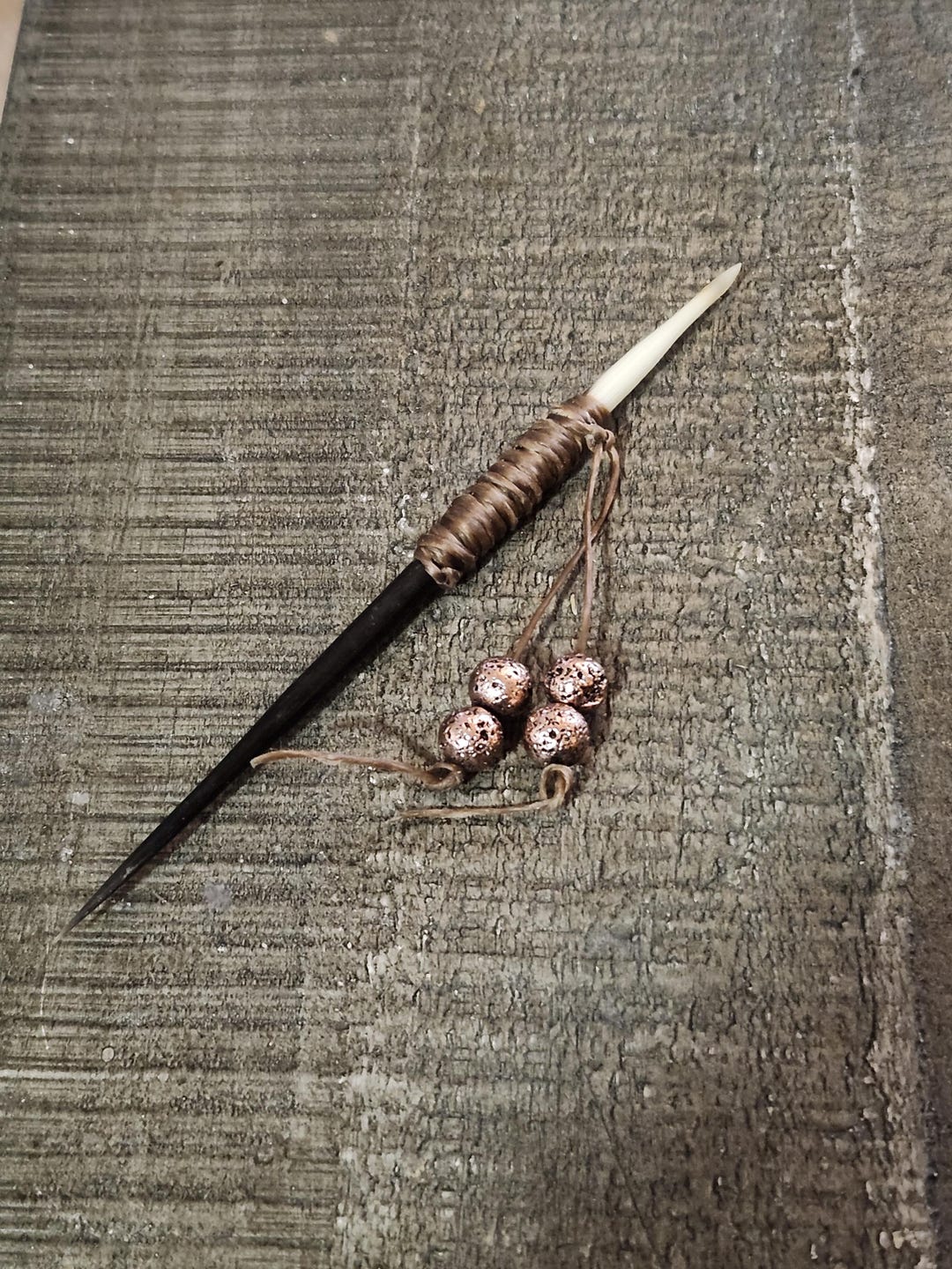 Genuine Porcupine Quill Cowboy Toothpick With Copper Stone Beads. Large ...