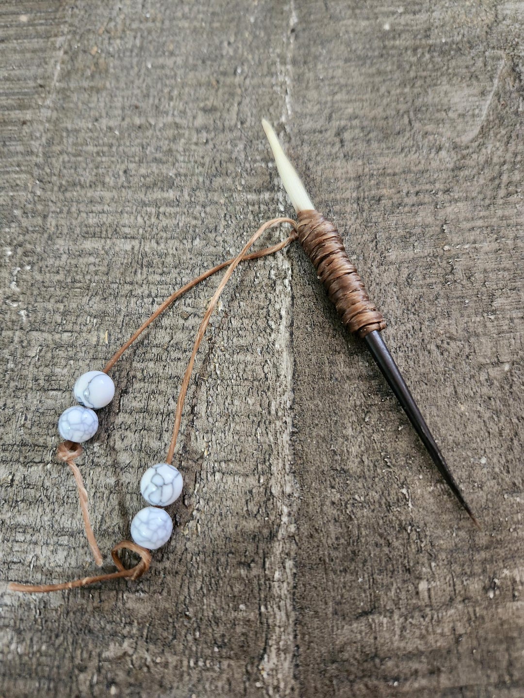 Genuine Porcupine Quill Cowboy Toothpick With White Turquoise Beads 4 ...
