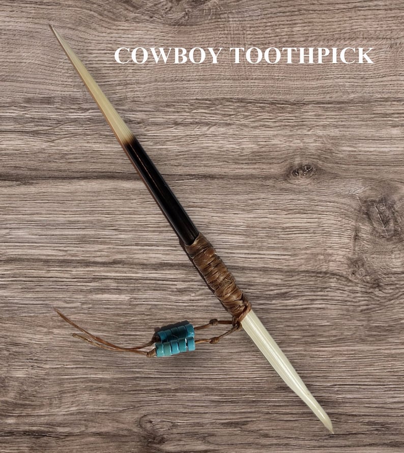 Porcupine Quill Cowboy Toothpick With Sinew and Turquoise Beads - Etsy