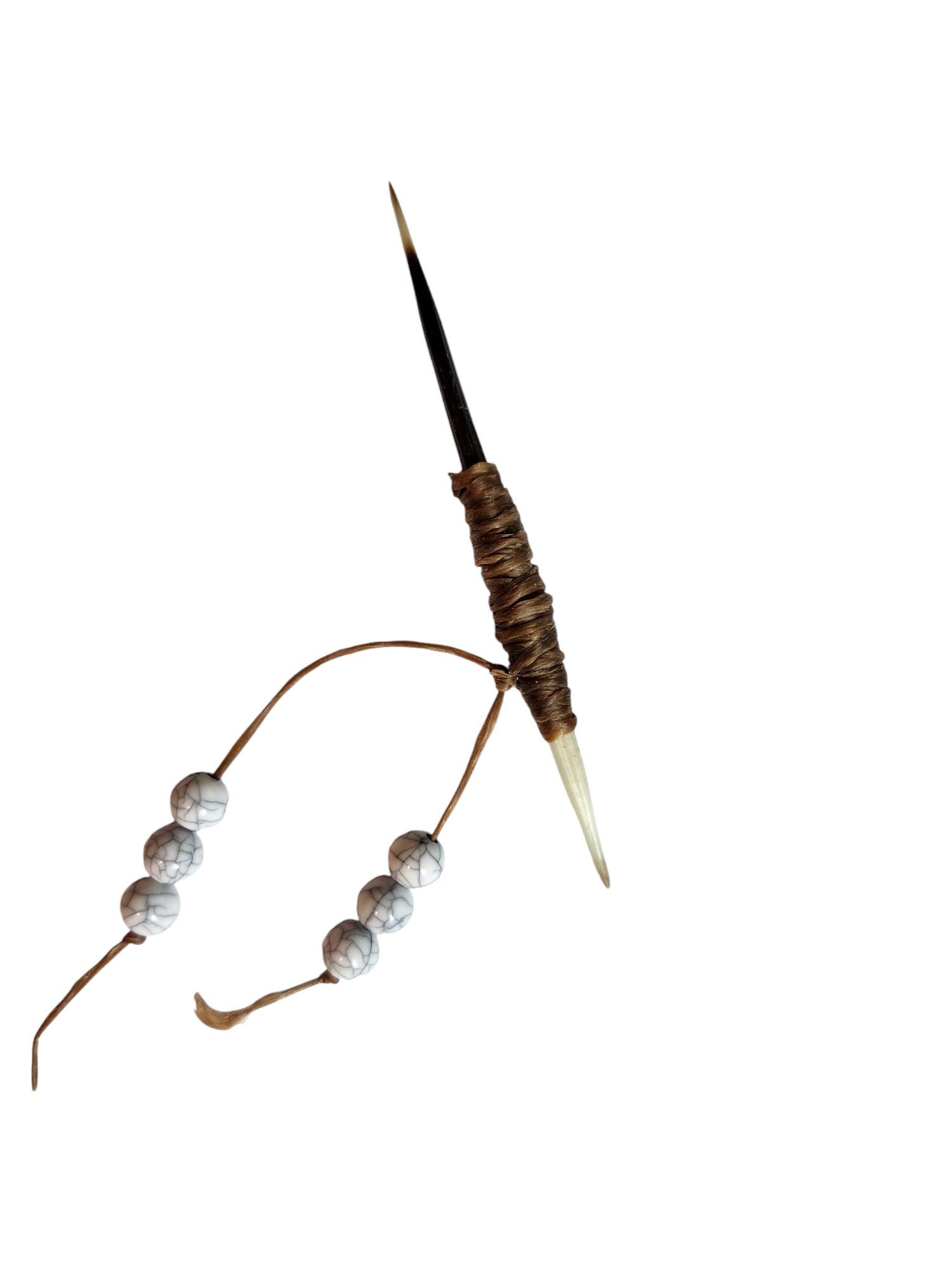 Porcupine Quill Cowboy Toothpick With Sinew and Turquoise Beads - Etsy