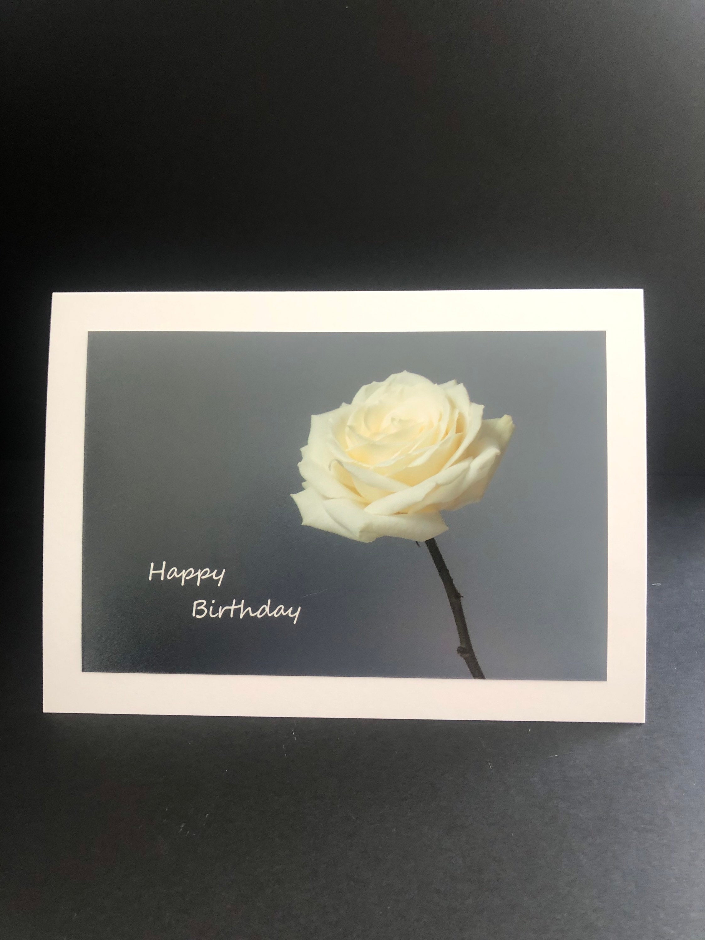 Single White Rose Happy Birthday Card Birthday Greeting Card - Etsy