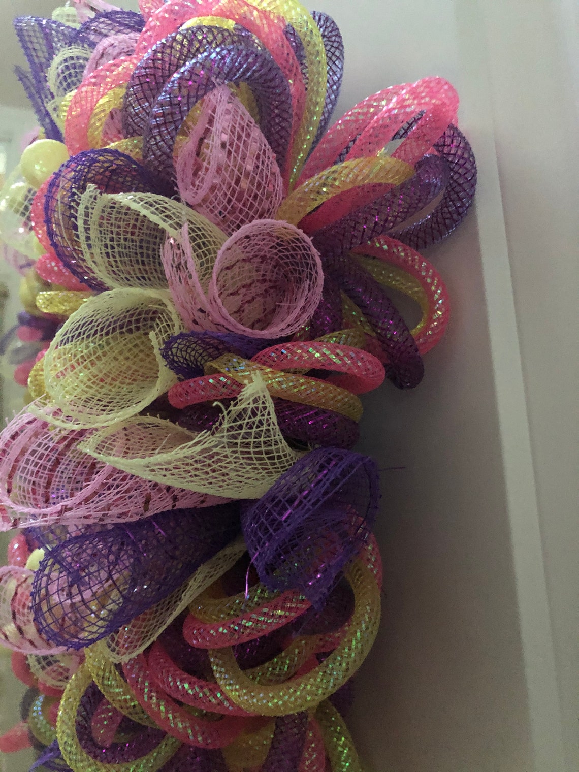 Floral Mesh And Mesh Tubing Wreath For Front Doors In Fun Etsy