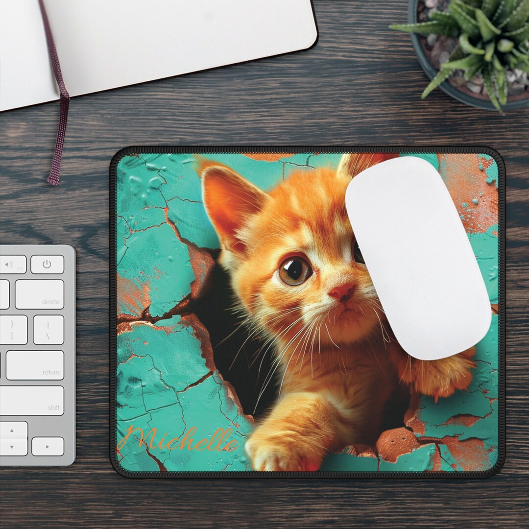 Mouse Pad With Name, Personalized Gift, Gift With Cat Design, Custom ...