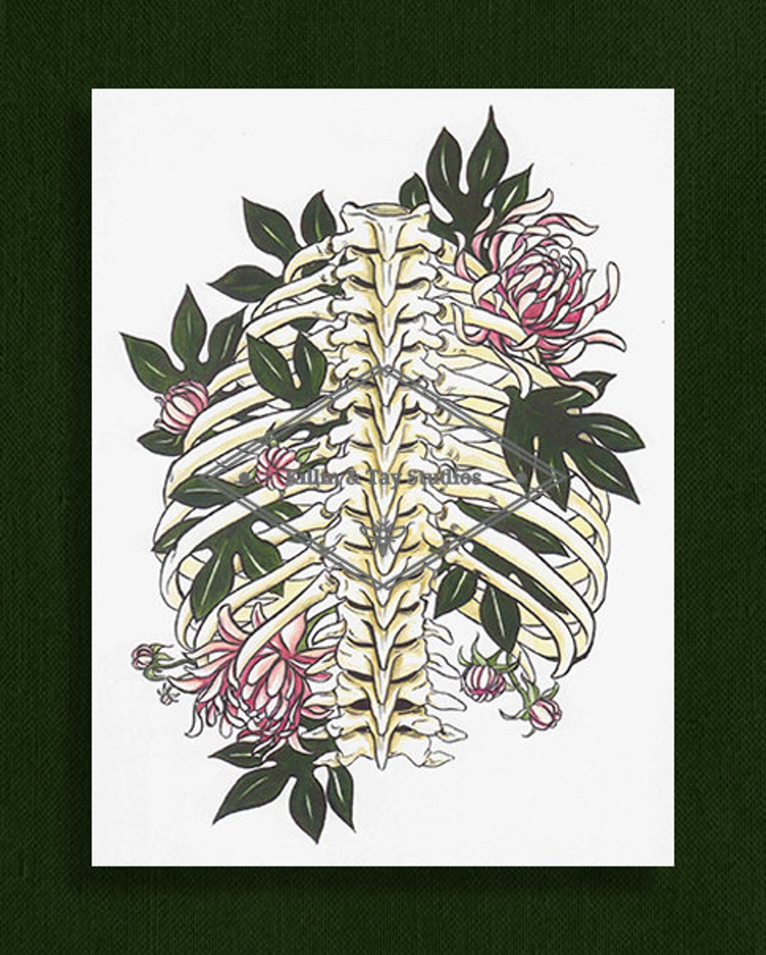 Rib-cage and Flowers Watercolour Print - Etsy