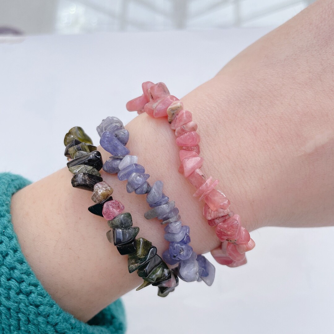 Gemstone Chip Bracelet/tanzanite/rhodocrosite/watermelon Tourmaline ...