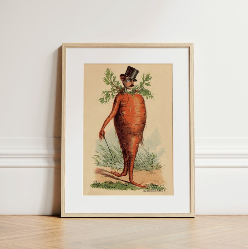 Victorian Carrot Man, Digital Download, Vintage Kitchen Art, Vintage ...