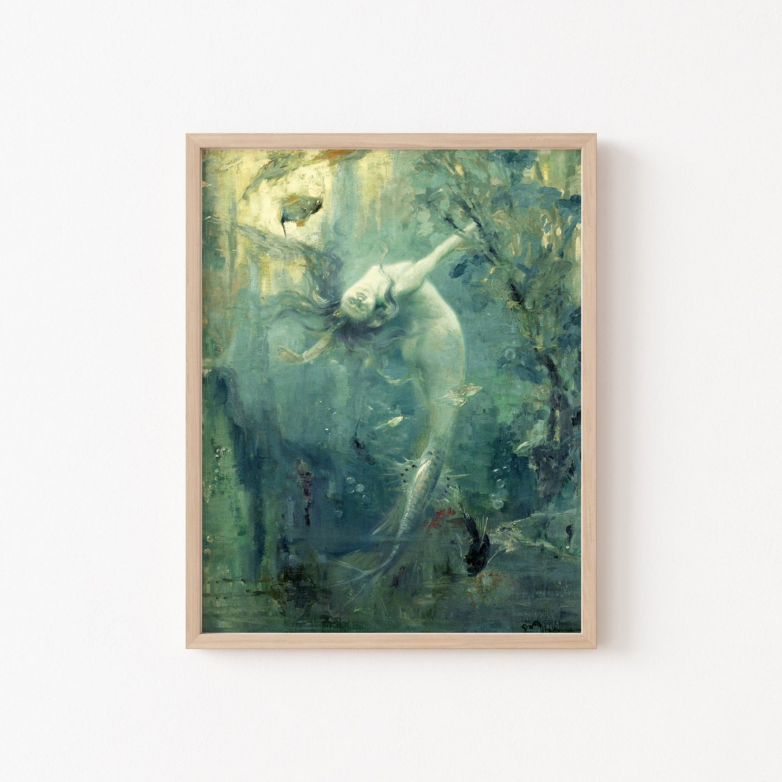 The Siren Printable Art, Mermaid Swimming, Gaston Hoffmann Printable ...