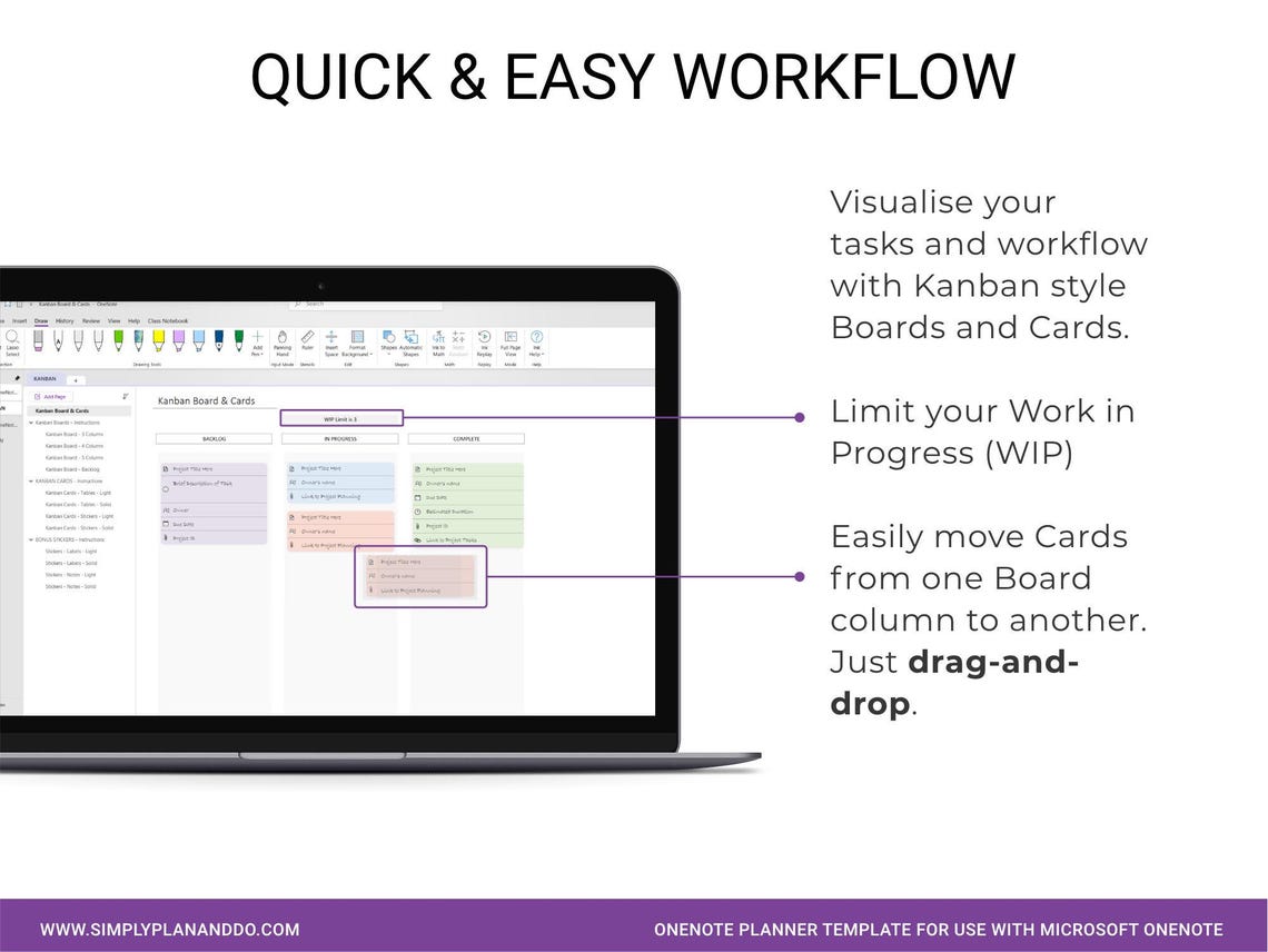 Onenote Kanban Template: Project Management, Tasks, Workflow (digital ...