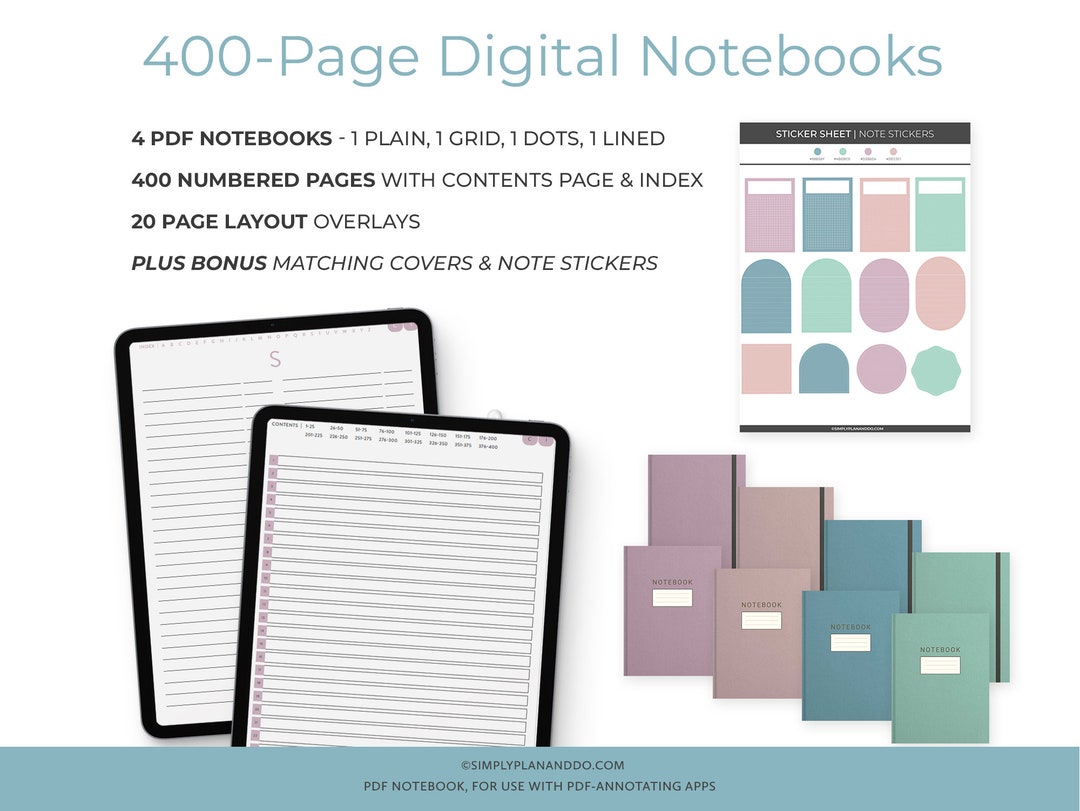 Four 400-page Digital PDF Notebooks | Hyperlinked Contents + Index ...