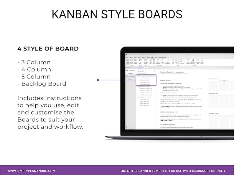 Onenote Kanban Template: Project Management, Tasks, Workflow (digital ...