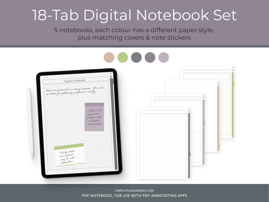 18-tab Digital Notebook Set: Goodnotes Note-taking (PDF) - Etsy
