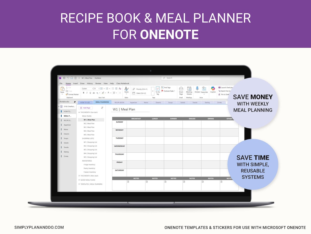 Onenote Recipe Book and Meal Planner | for Ipad, Android, Windows, Mac ...