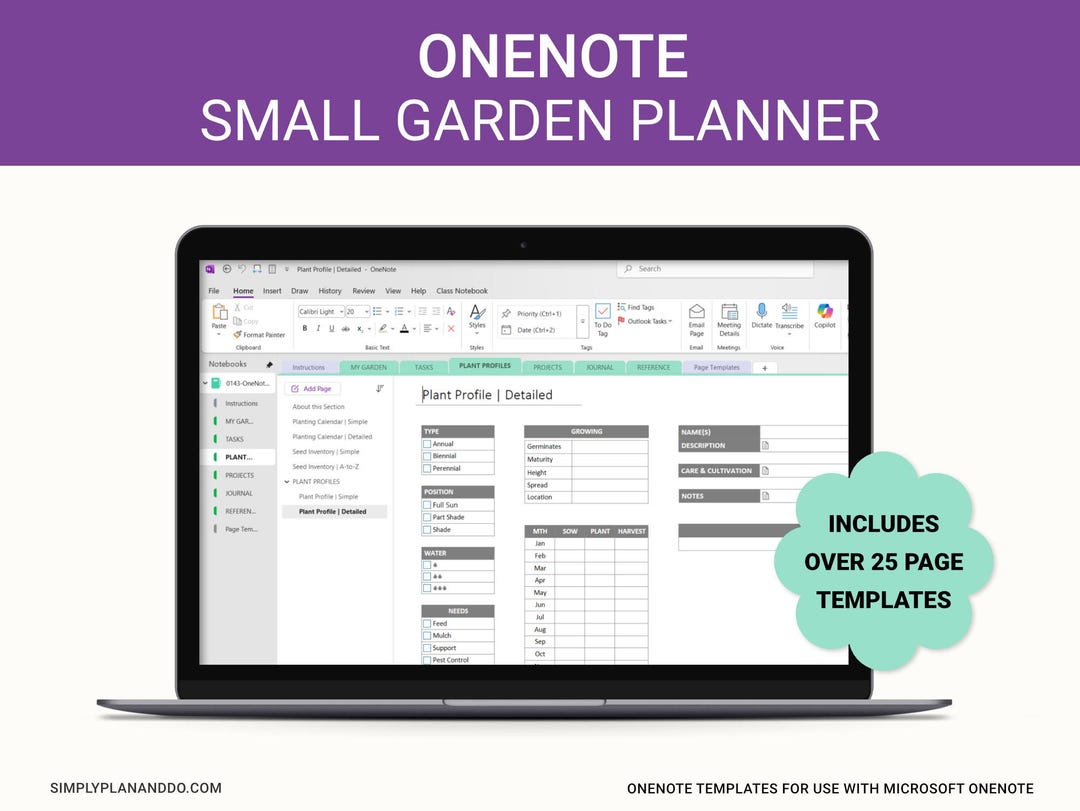 Onenote Template Small Garden Planner | Ipad, Android, Windows, Mac ...
