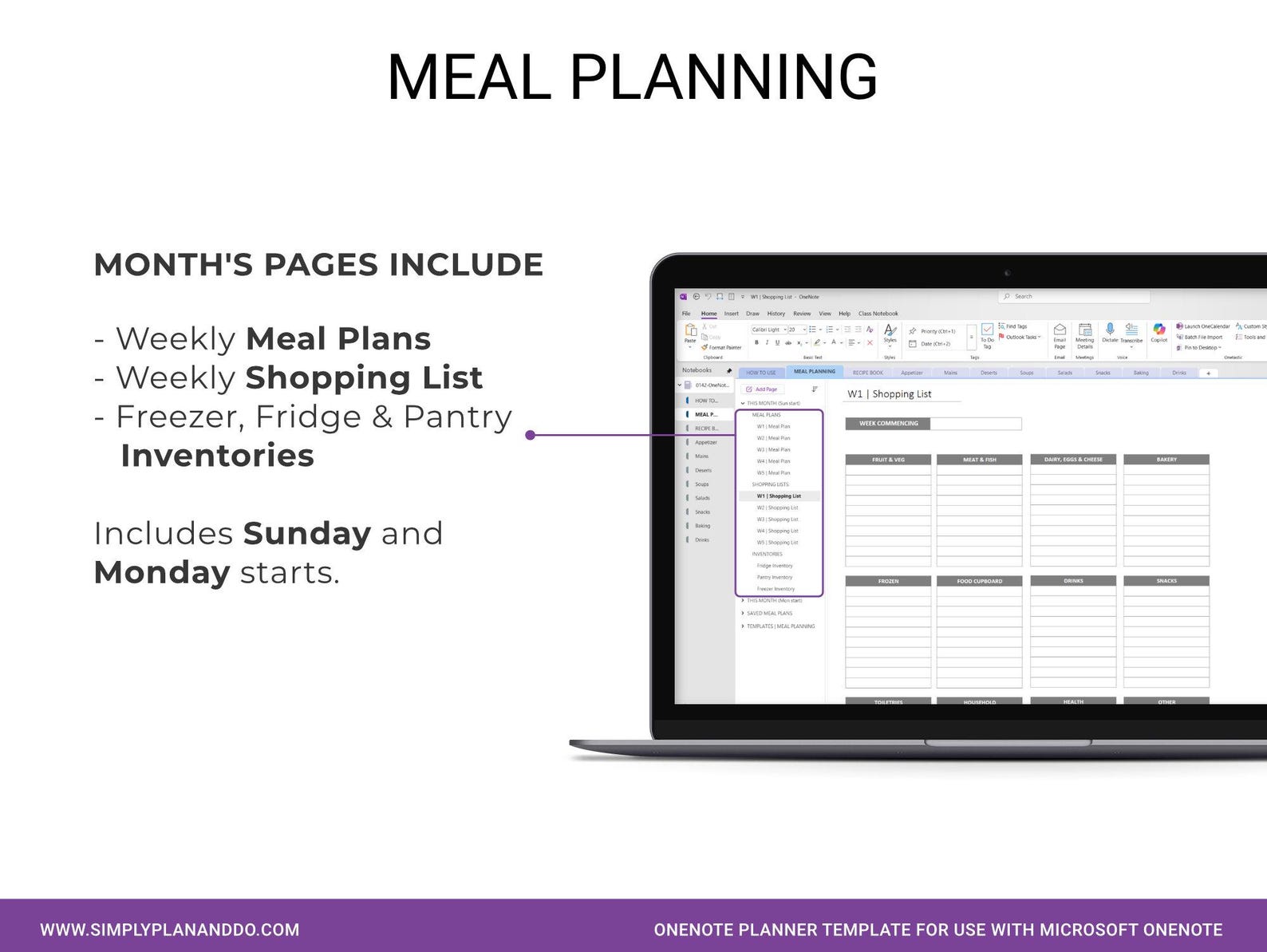 Onenote Recipe Book & Meal Planner: Digital Template (PDF) - Etsy