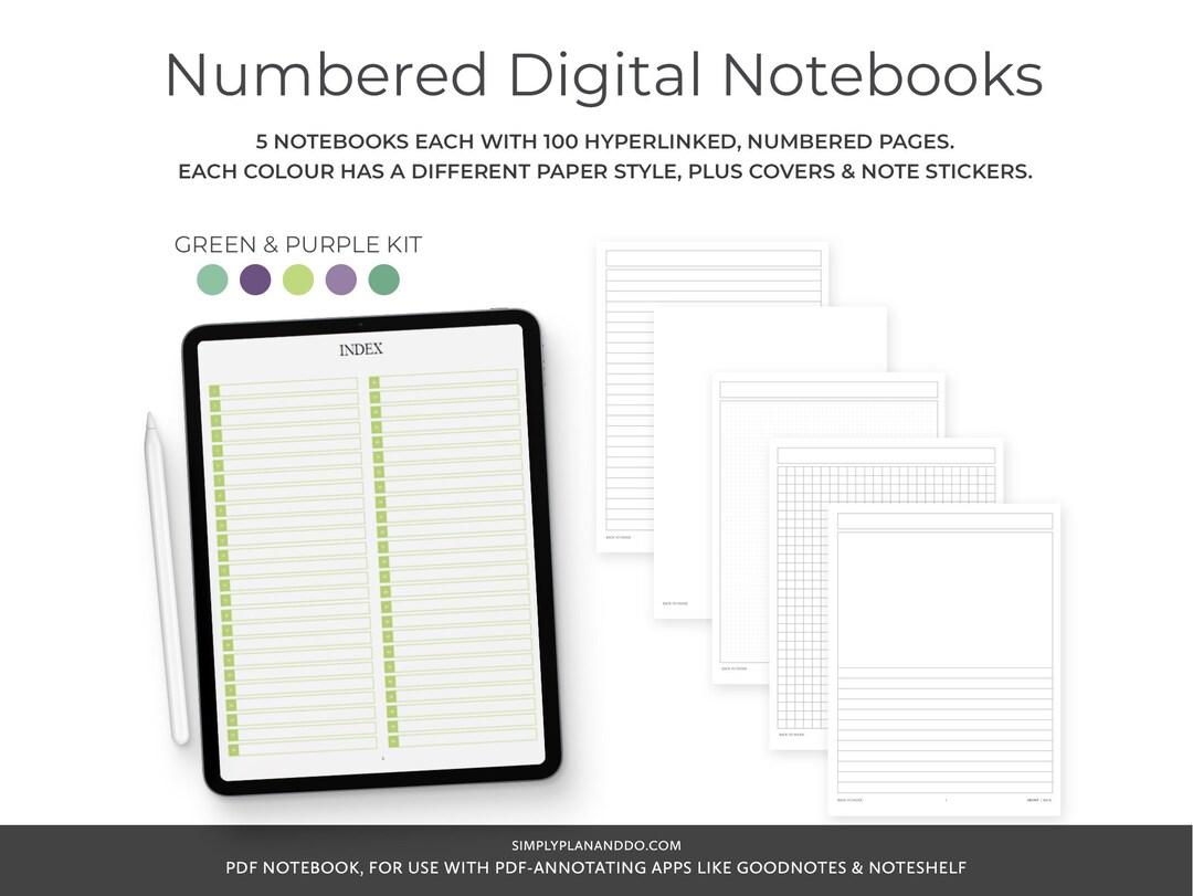 Hyperlinked Digital Notebook: 100 Numbered Pages for Goodnotes (PDF) - Etsy