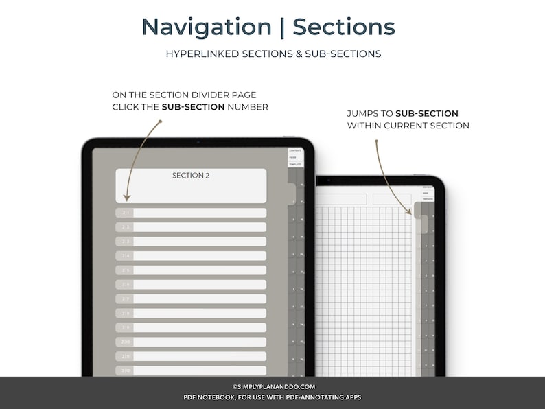 3 X 30-tab 15-sub Tab Digital Notebooks | With 15 Subtabs | Grid, Dot ...