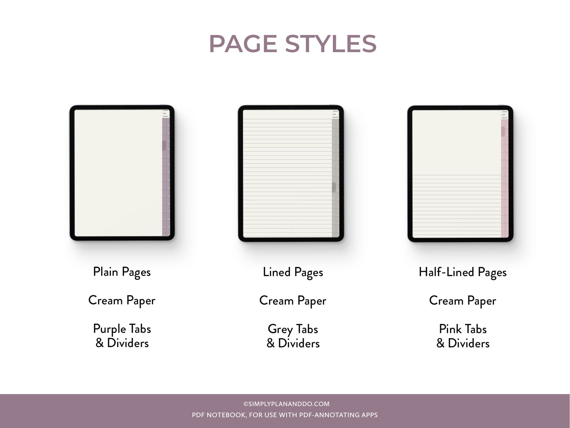 3 X 30-tab Digital Notebooks Plain, Lined & Half-lined for Goodnotes ...