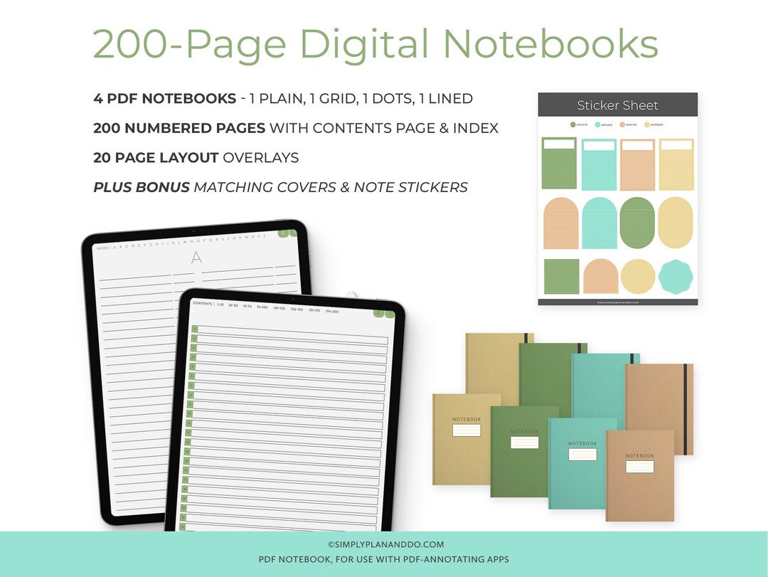 Digital Notebook Bundle: Hyperlinked 200-page PDF (goodnotes ...