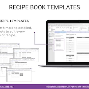 Onenote Recipe Book & Meal Planner: Digital Template (PDF) - Etsy