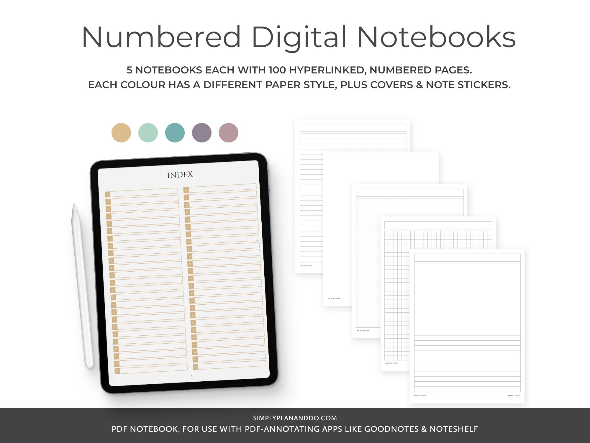 Digital Notebook Set: 100-page Portrait, Hyperlinked Tabs (PDF) - Etsy