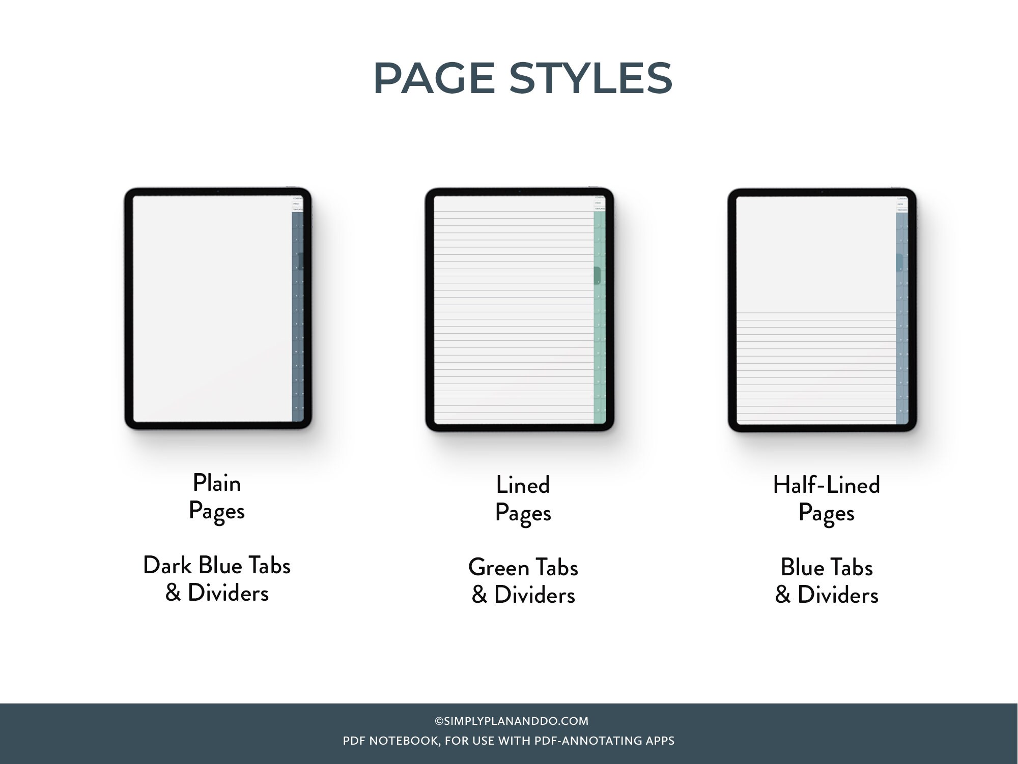 3 X 30-tab Digital Notebooks Plain, Lined & Half-lined Pages for ...