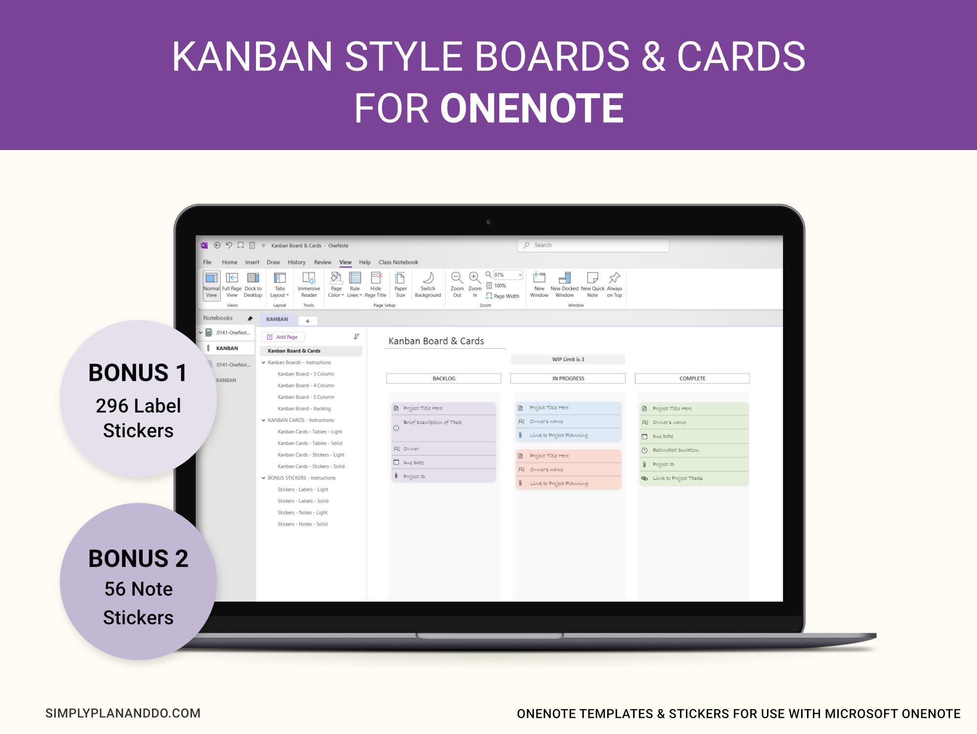 Onenote Template for Kanban | for Ipad, Android, Windows or Mac | Great ...