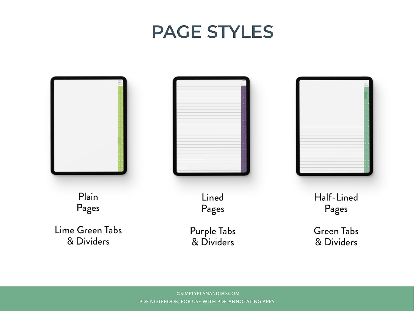 30-tab Digital Notebooks: Lined, Plain, Half-lined (PDF) - Etsy