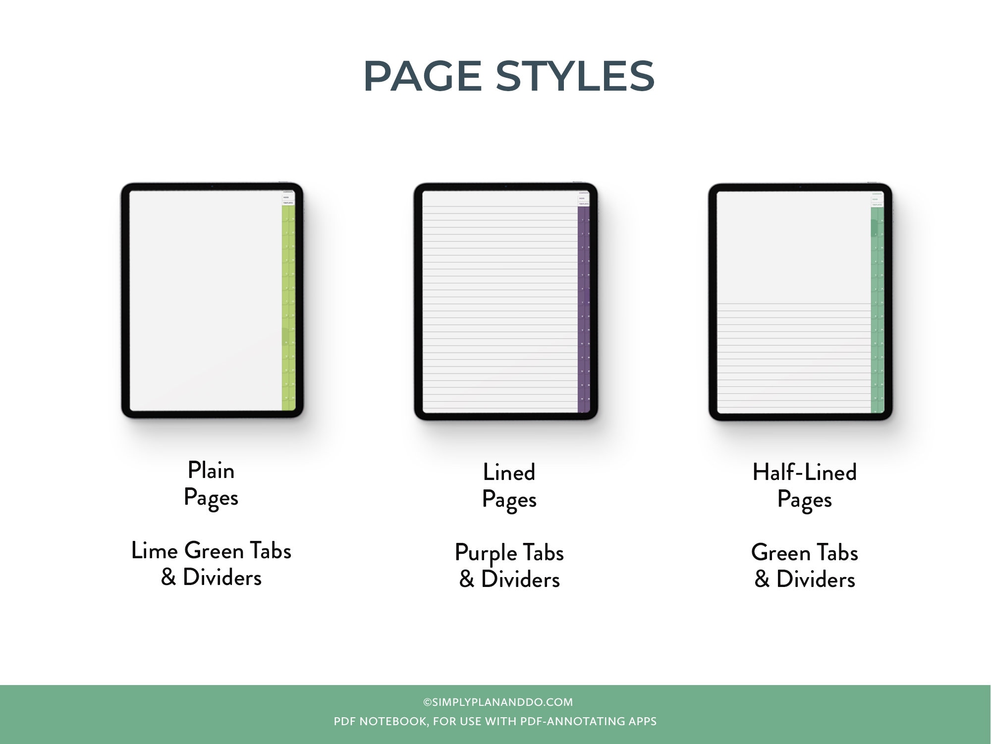 30-tab Digital Notebooks: Lined, Plain, Half-lined (PDF) - Etsy