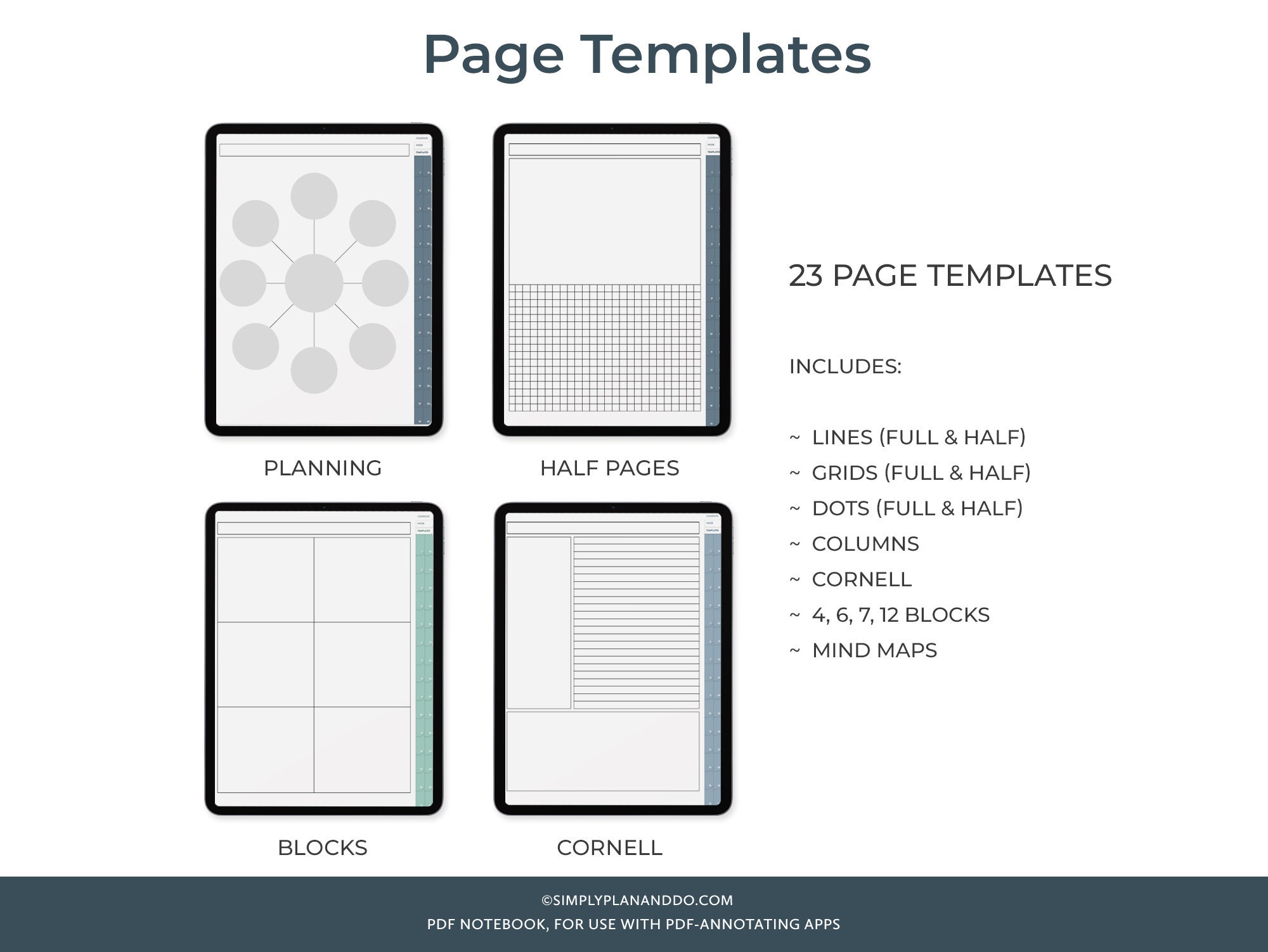3 X 30-tab Digital Notebooks Plain, Lined & Half-lined Pages for ...