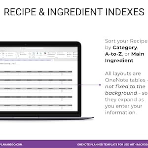 Onenote Recipe Book & Meal Planner: Digital Template (PDF) - Etsy