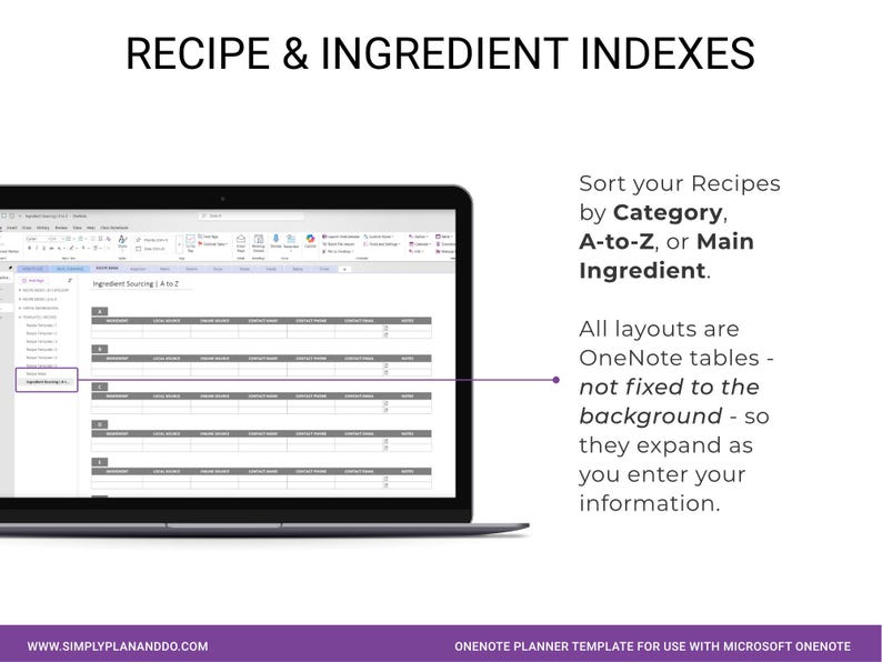 Onenote Recipe Book & Meal Planner: Digital Template (PDF) - Etsy