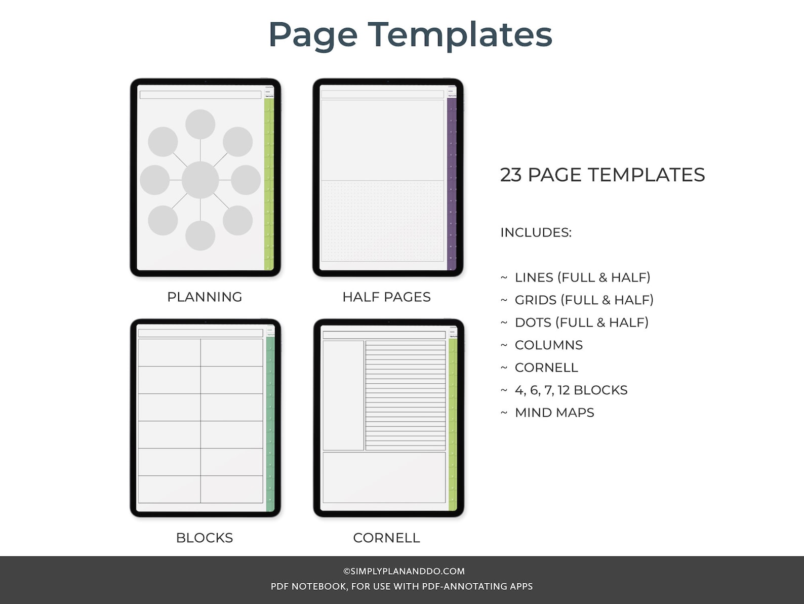 30-tab Digital Notebooks: Lined, Plain, Half-lined (PDF) - Etsy