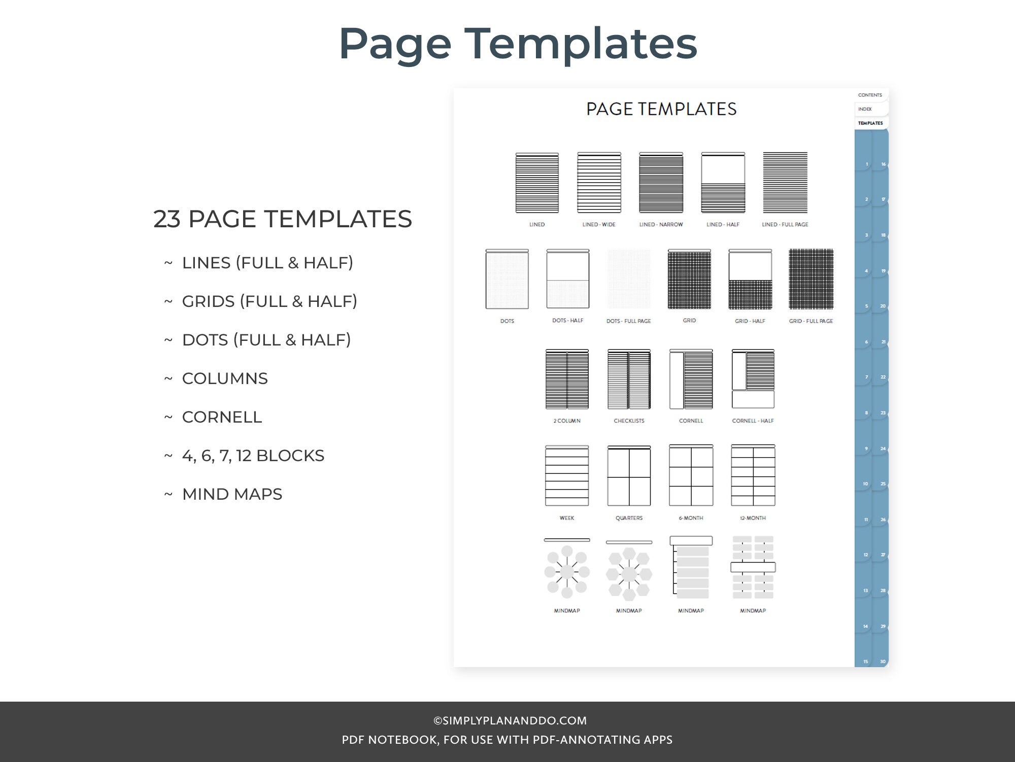 3 X 30-tab 15-sub Tab Digital Notebooks With 15 Subtabs Grid, Dot ...