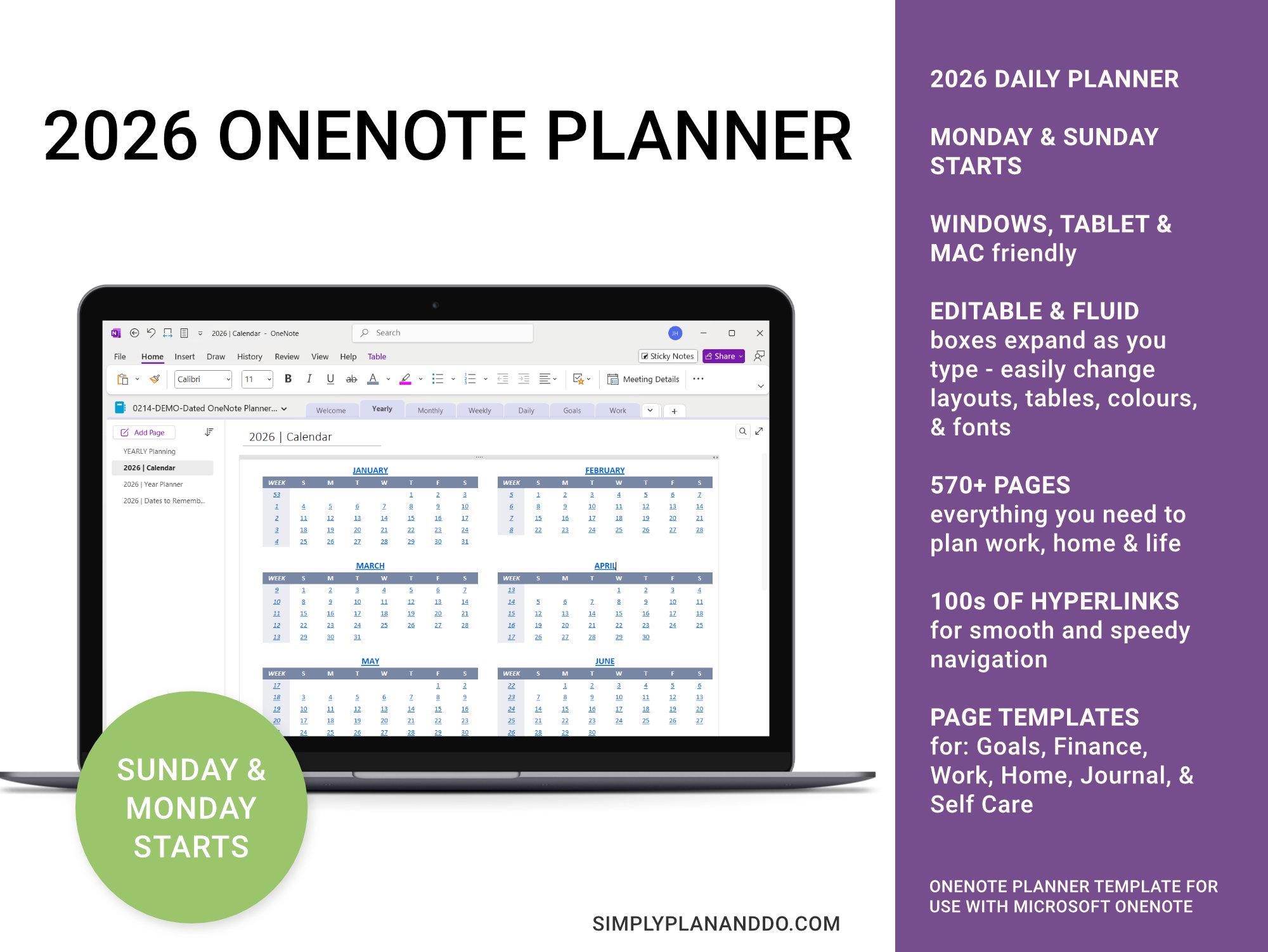 2026 Onenote Planner Template: Daily, Weekly, Monthly (PDF) - Etsy