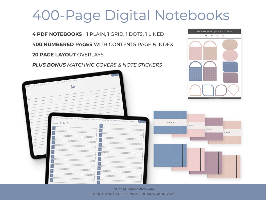 Four 400-page Digital PDF Notebooks | Hyperlinked Contents + Index ...