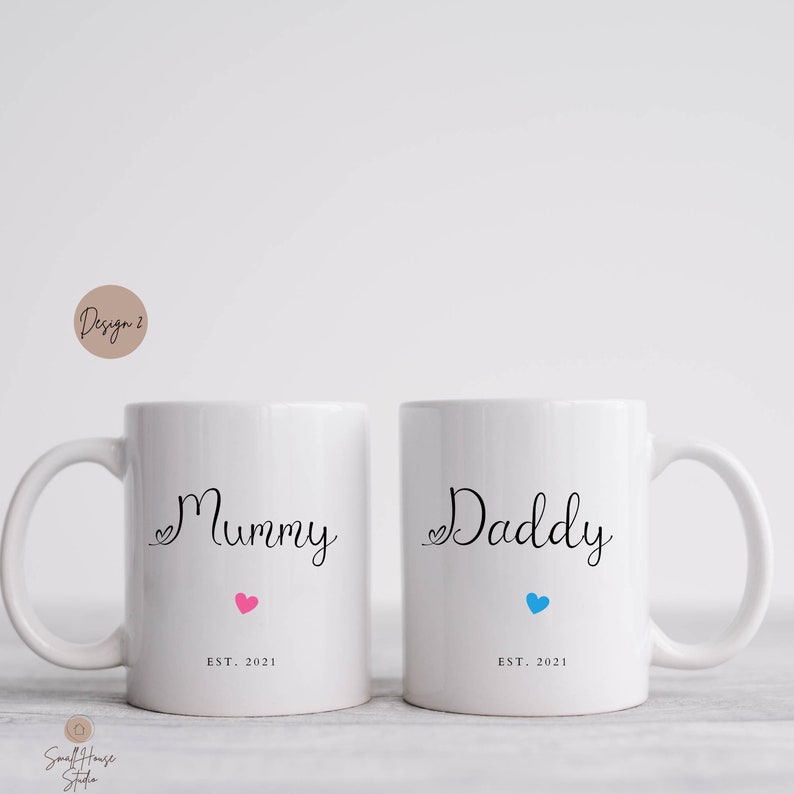 MOM DAD MUG Set Matching Mugs Modern New Parents - Etsy UK