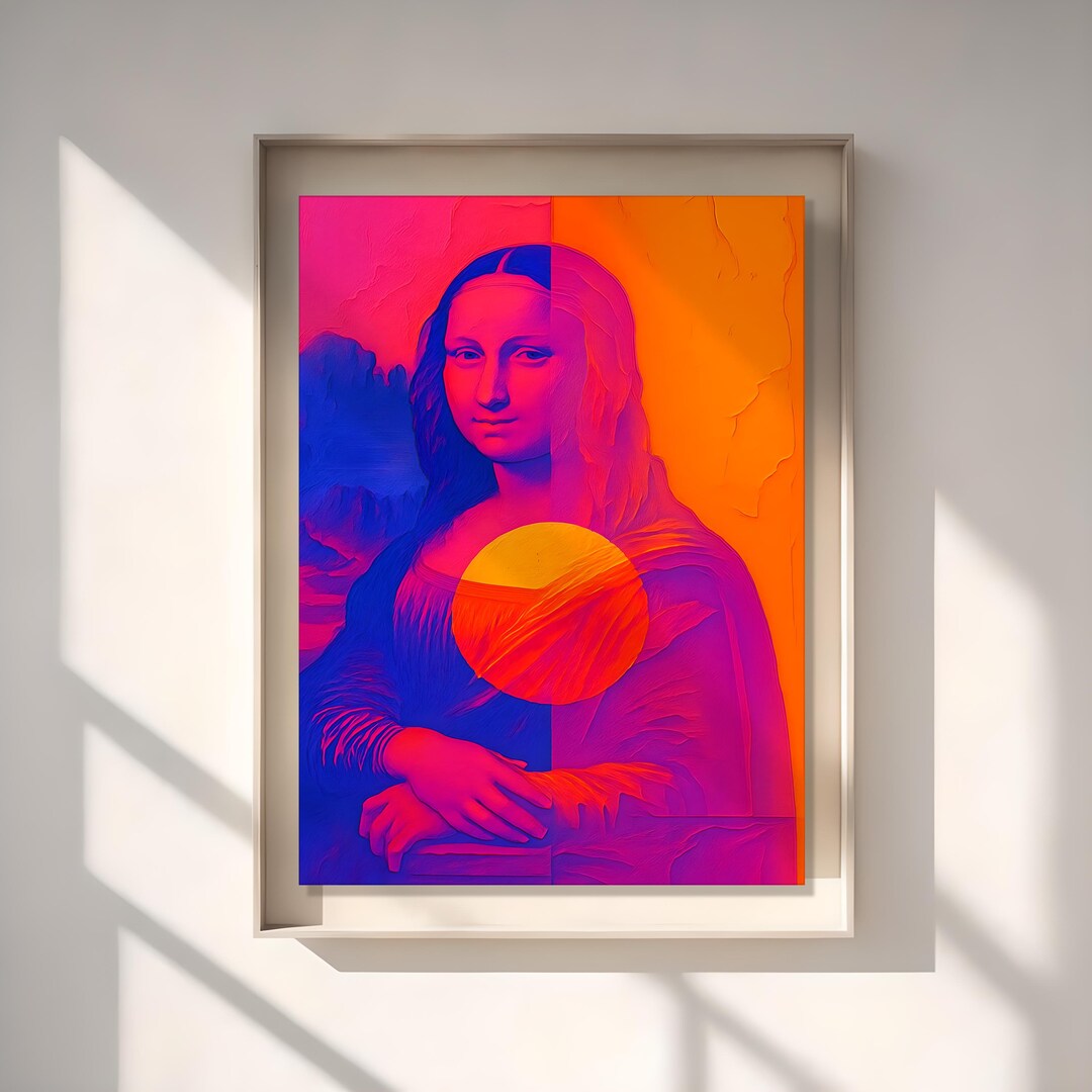 Pop Art Mona Lisa Print: Neon Geometric Popular Maximalist Wall Art ...