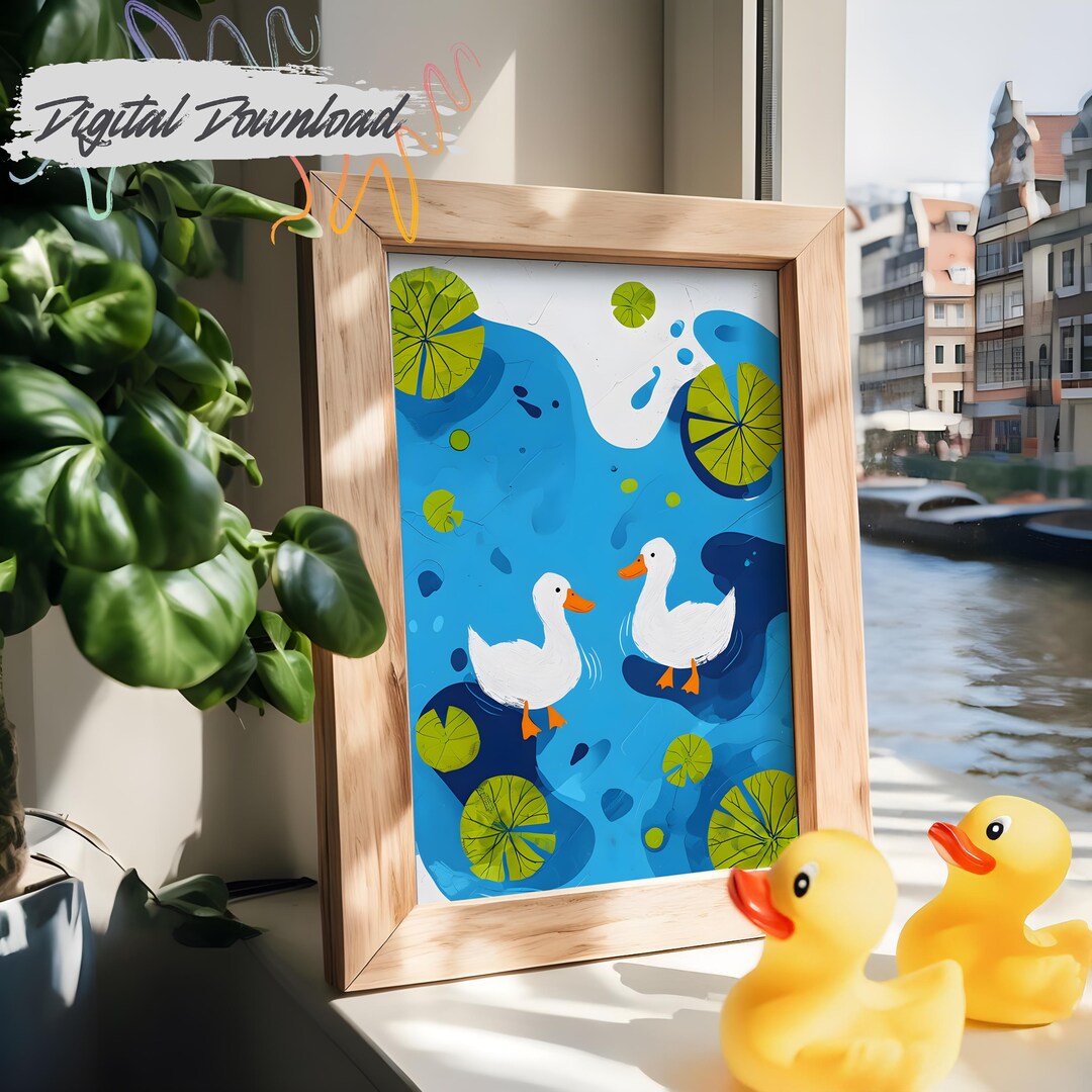 Colorful Abstract Ducks Art Print - Cute Duck Wall Decor - Duck ...