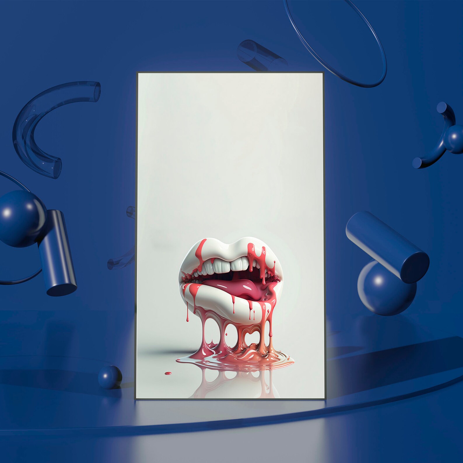 Wallpaper Set, Liquid Drop Lips Mouth, Organizational Art, Poster, 3D ...