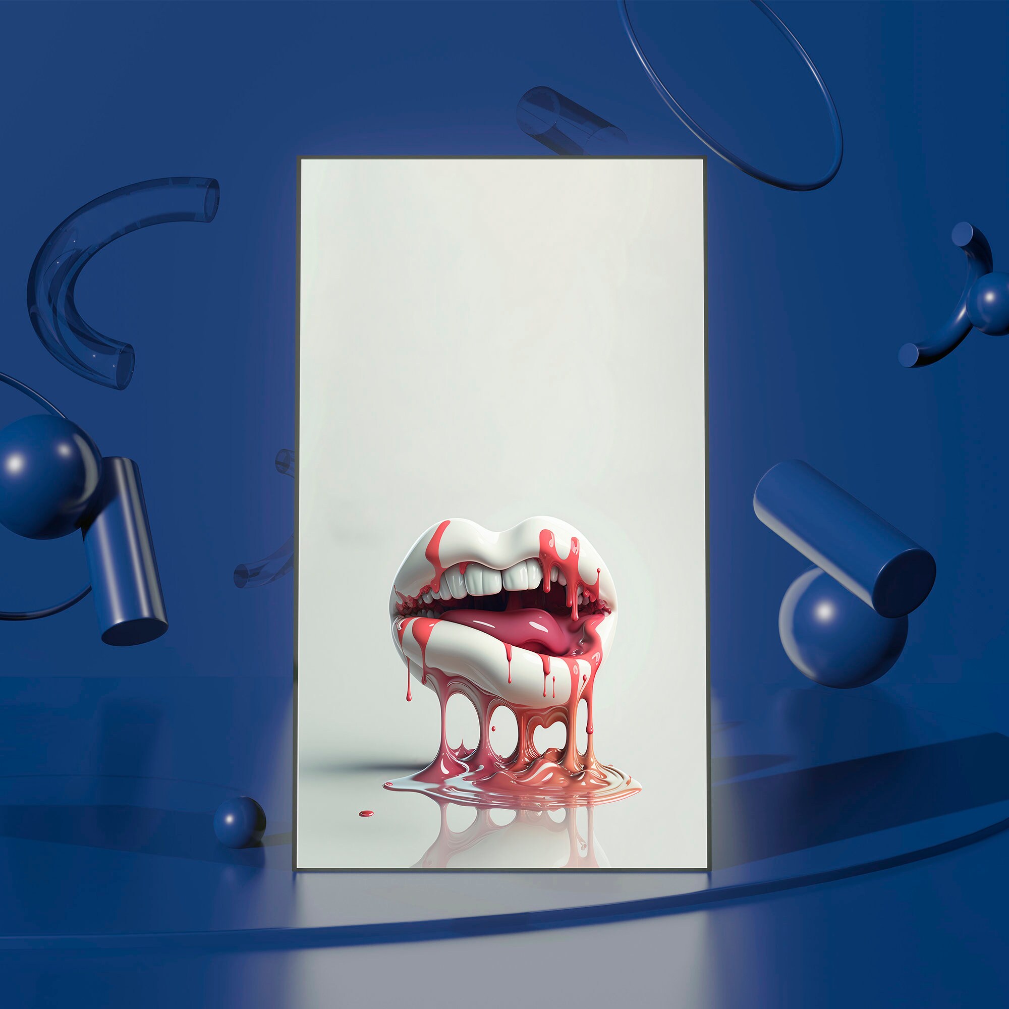 Wallpaper Set, Liquid Drop Lips Mouth, Organizational Art, Poster, 3D ...