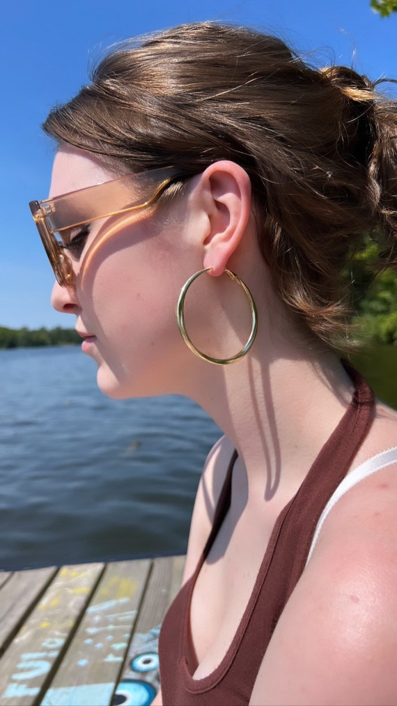 Extra Large Gold Hoops Minimalist Everyday Wear Hoop - Etsy