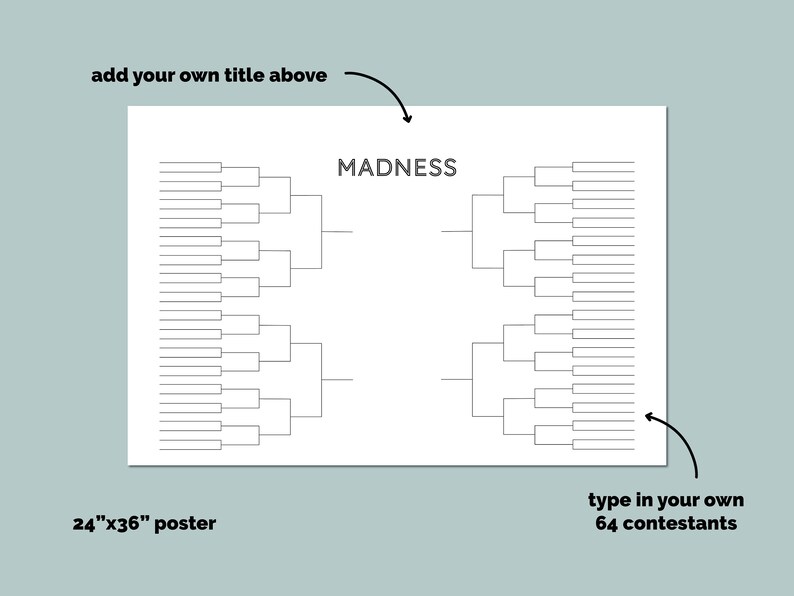 GIANT Printable Tournament Bracket Poster Editable PDF - Etsy Israel