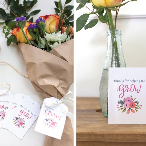 Floral Appreciation Gift Tags Thank You for Helping Me Bloom - Etsy
