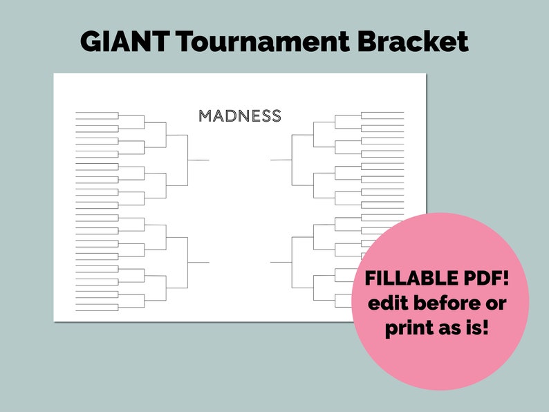 GIANT Printable Tournament Bracket Poster Editable PDF - Etsy Israel