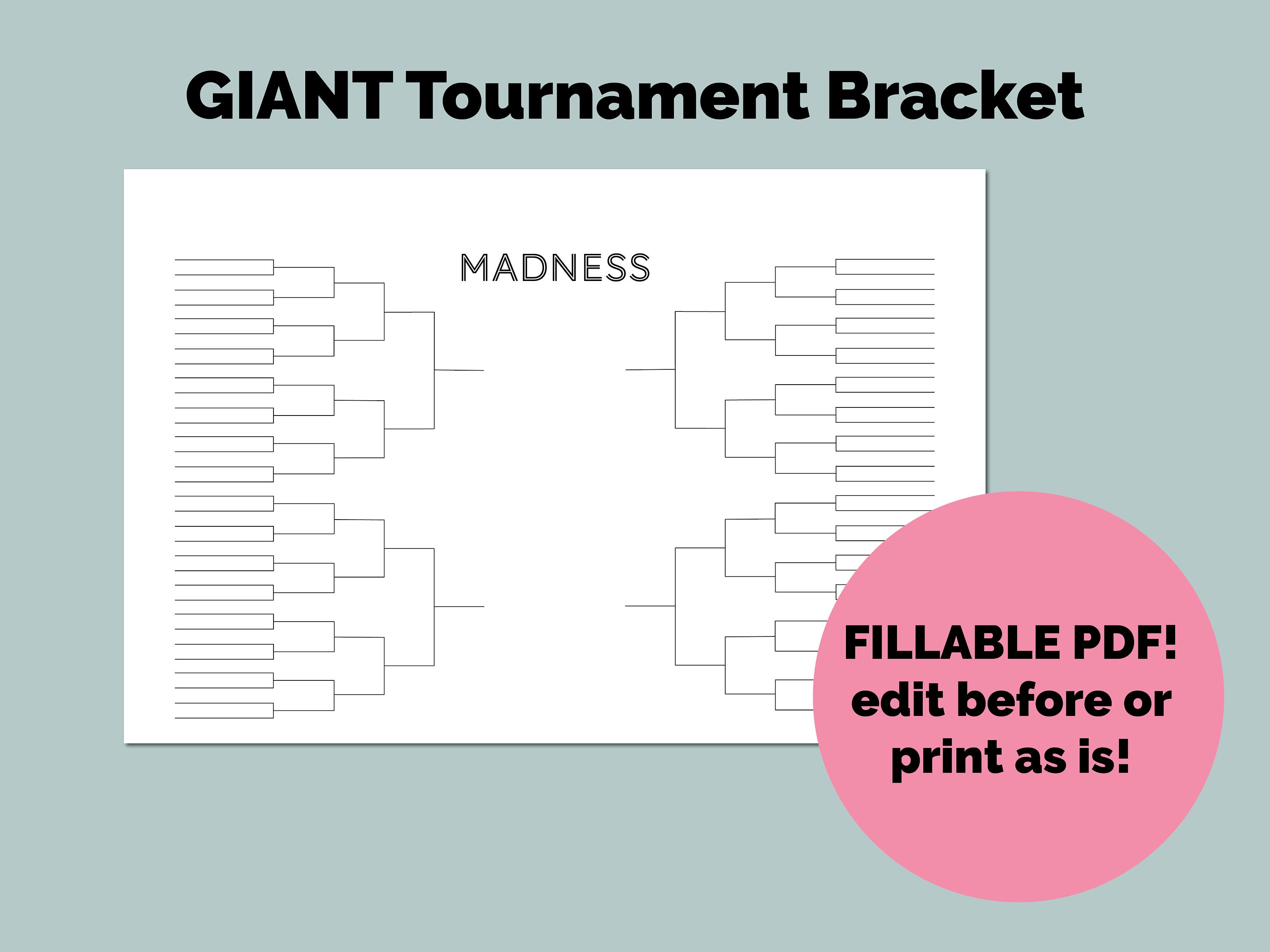 GIANT Printable Tournament Bracket Poster Editable PDF - Etsy Israel
