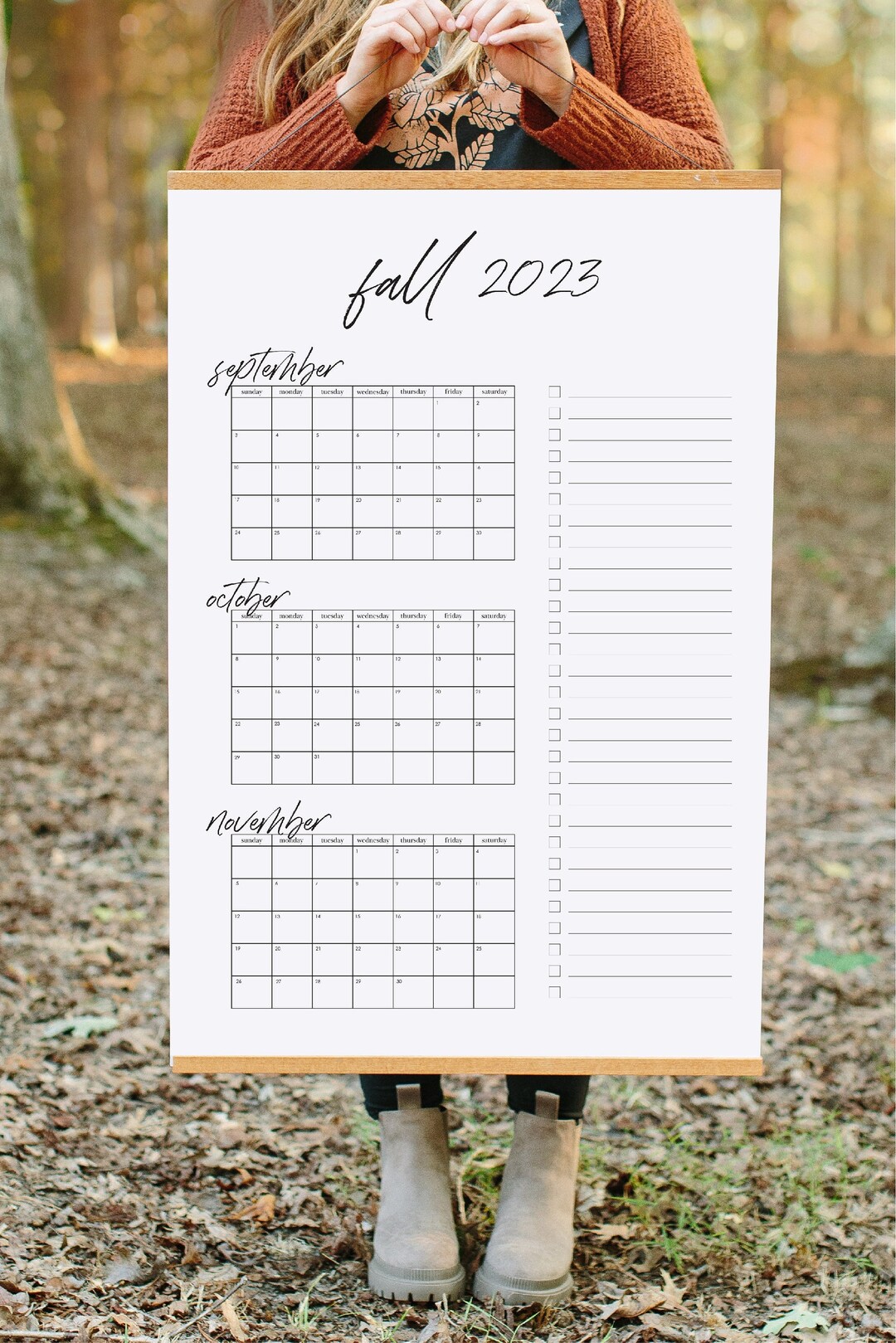 GIANT Printable Fall Calendar 24x36 Poster - Etsy