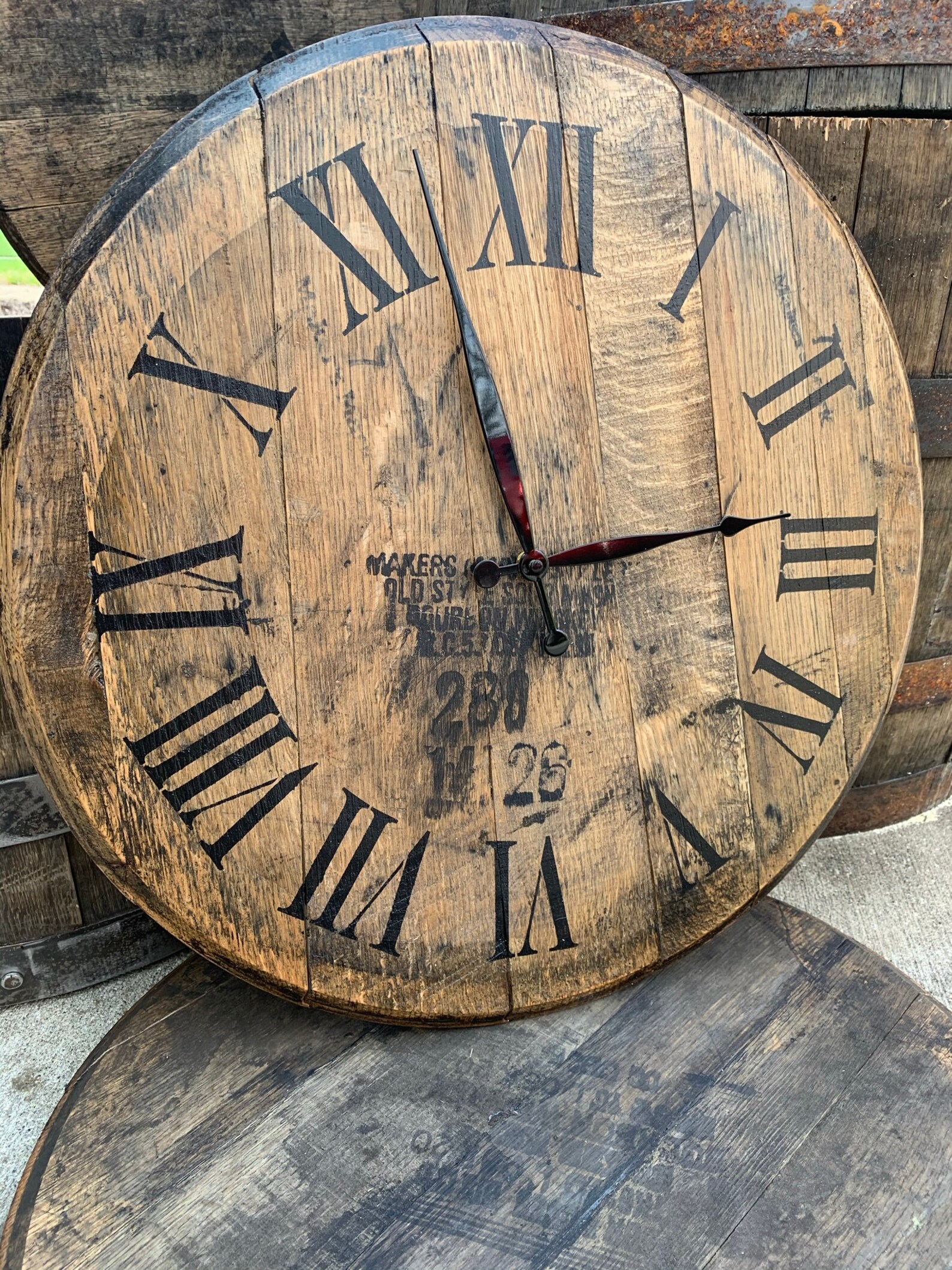 Bourbon Barrel Head Wall Clock / Hanging Clock / Rustic Round - Etsy