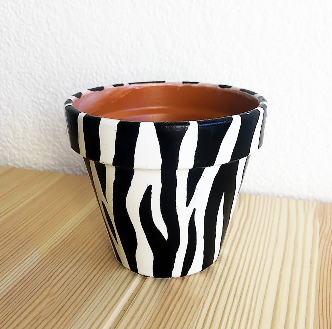 Zebra Print Indoor Plant Pot - Etsy