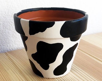 Hand Painted Pink Strawberry Cow Print Indoor Plant Pot, Terracotta ...
