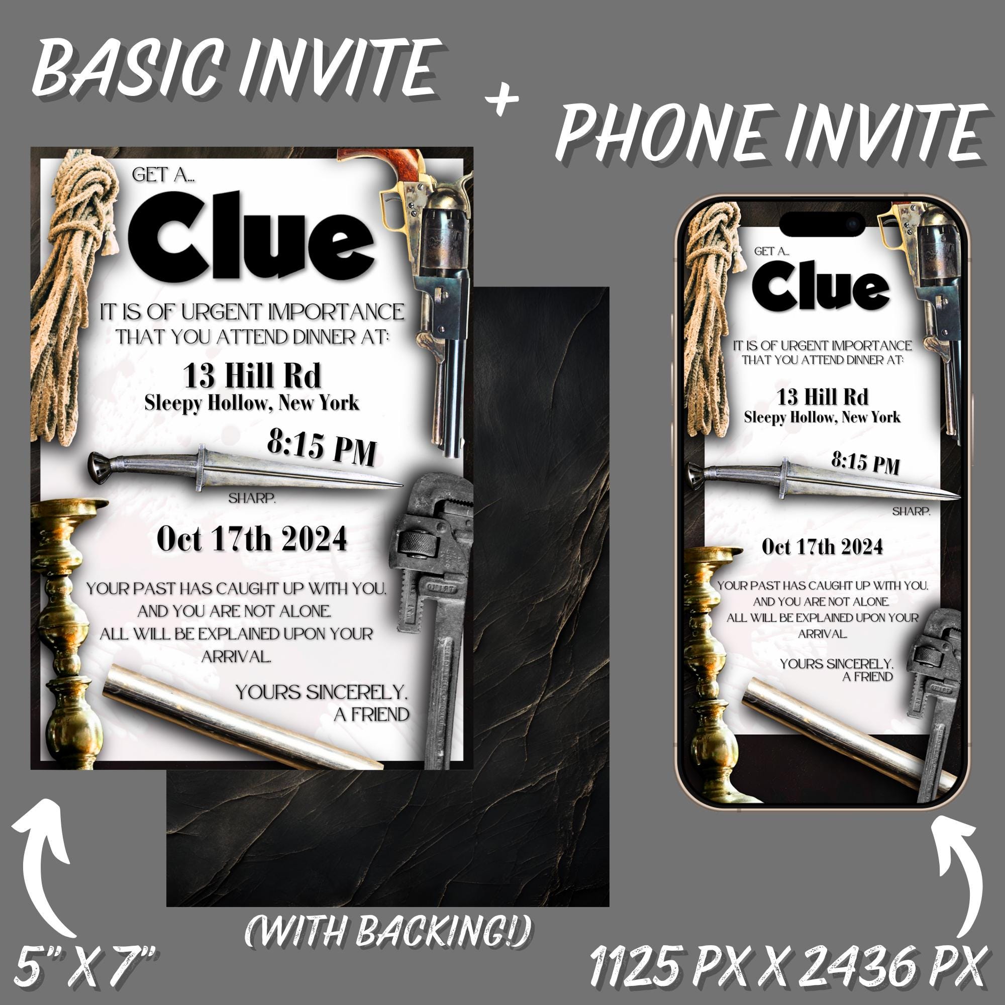 Editable Clue Weapon Invitation Template | Digital Invite | Board Game ...